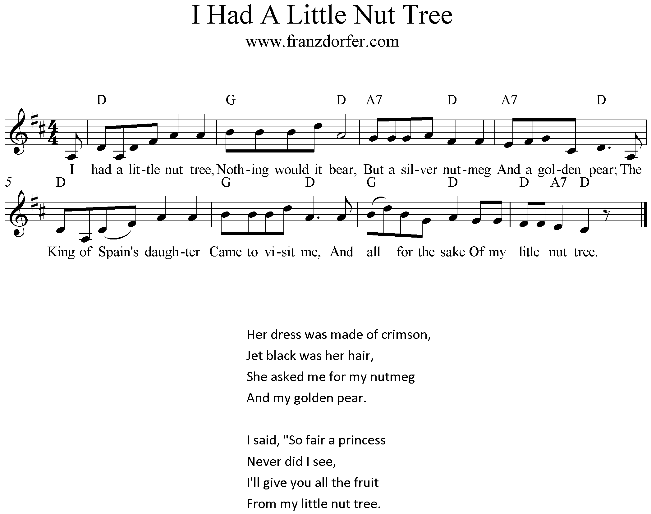 I Had A Little Nut Tree